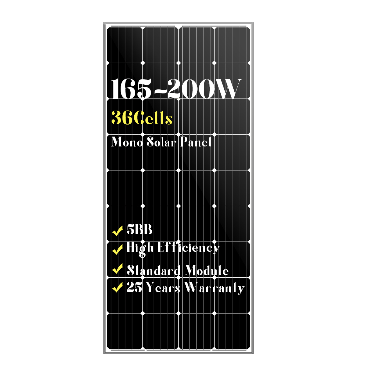 China 36 cells mono solar panels 165w175w190w 200W manufacturers and ...